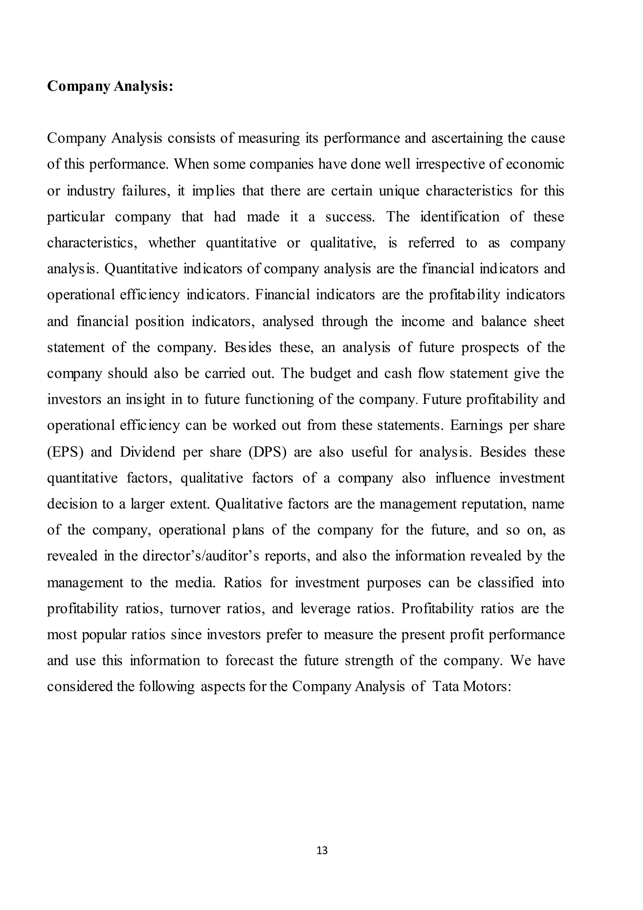 Fundamental analysis of tata motors | DOCX