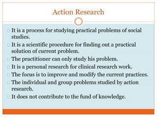 Fundamental, Applied and Action Research | PPTX