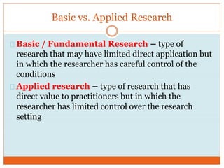 Fundamental, Applied and Action Research | PPTX