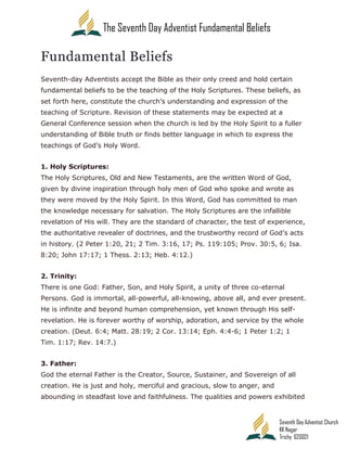Fundamental beliefs | PDF