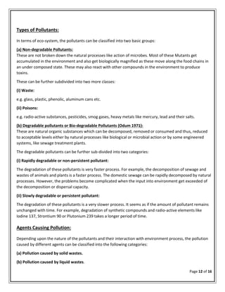 Fundamental Components of the Environment and Environmental Pollutants ...