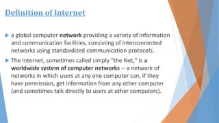Fundamental concept of Internet with terminology.pptx | Internet for ...