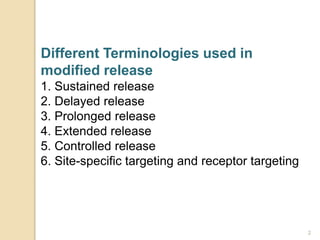 Fundamental concept of modified drug release | PPTX