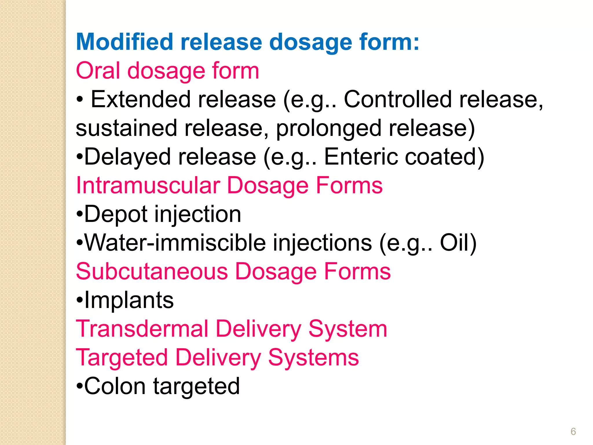 Fundamental concept of modified drug release | PPTX