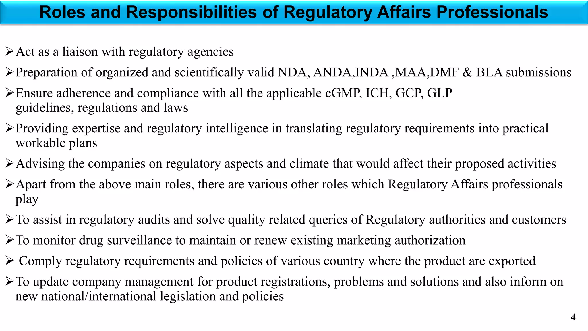 Fundamental concept of regulatory affairs in pharmaceutical ...