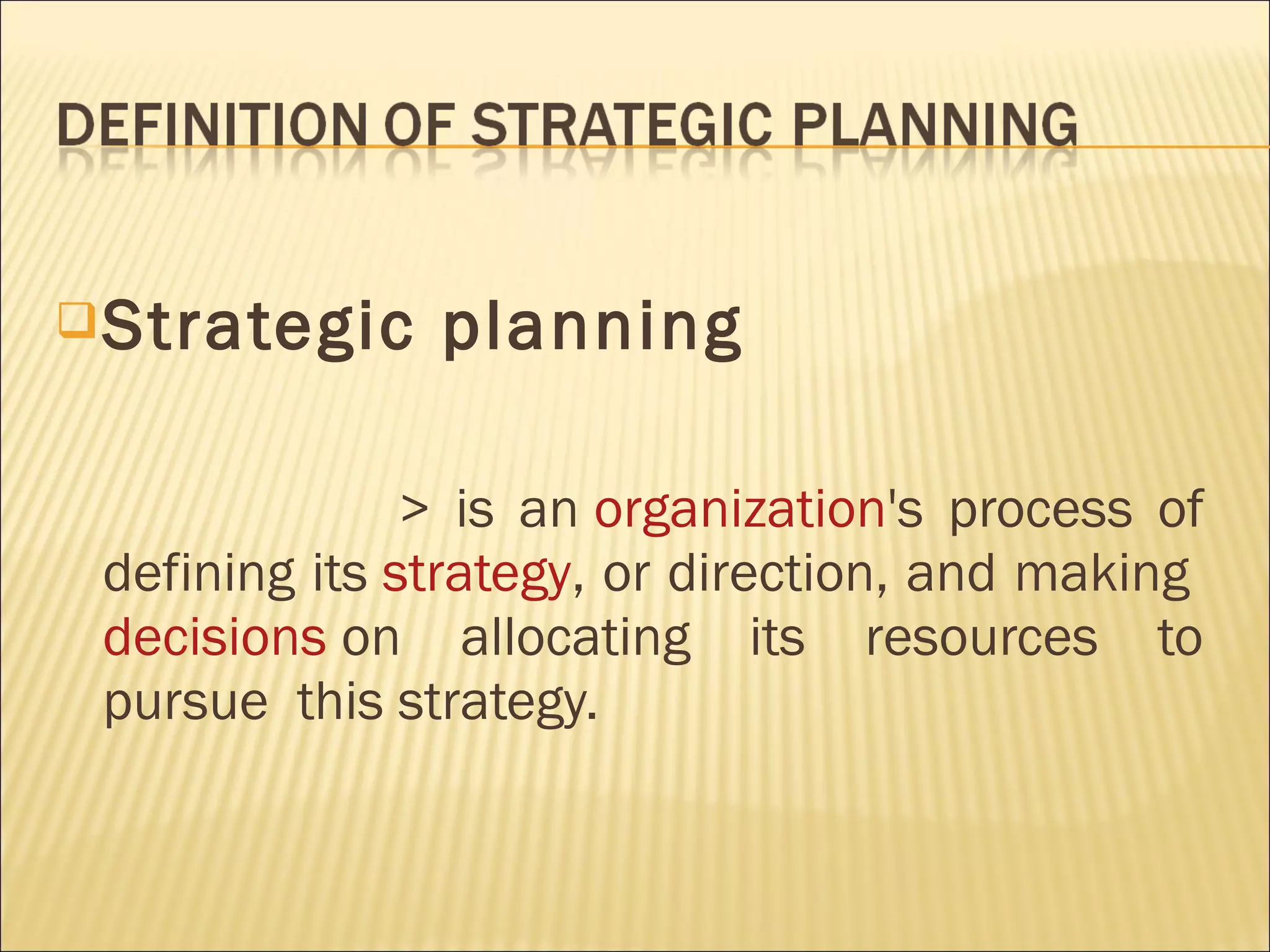 Fundamental Concepts of STRATEGIC PLANNING | PPT
