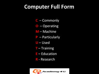 Fundamental of computer | PPT | Computing | Technology & Computing