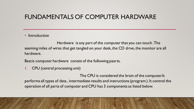 Fundamental of computer hardware | PDF | Data Storage and Warehousing ...