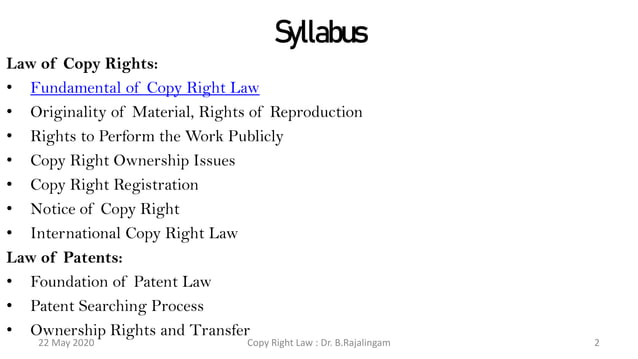 Fundamental of copy right law | PDF