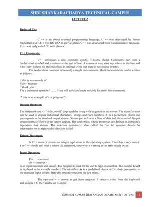 fundamental of c++ for students of b.tech iii rd year student | PDF ...