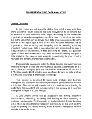 Fundamental of data analytics | PDF | Databases | Computer Software and ...