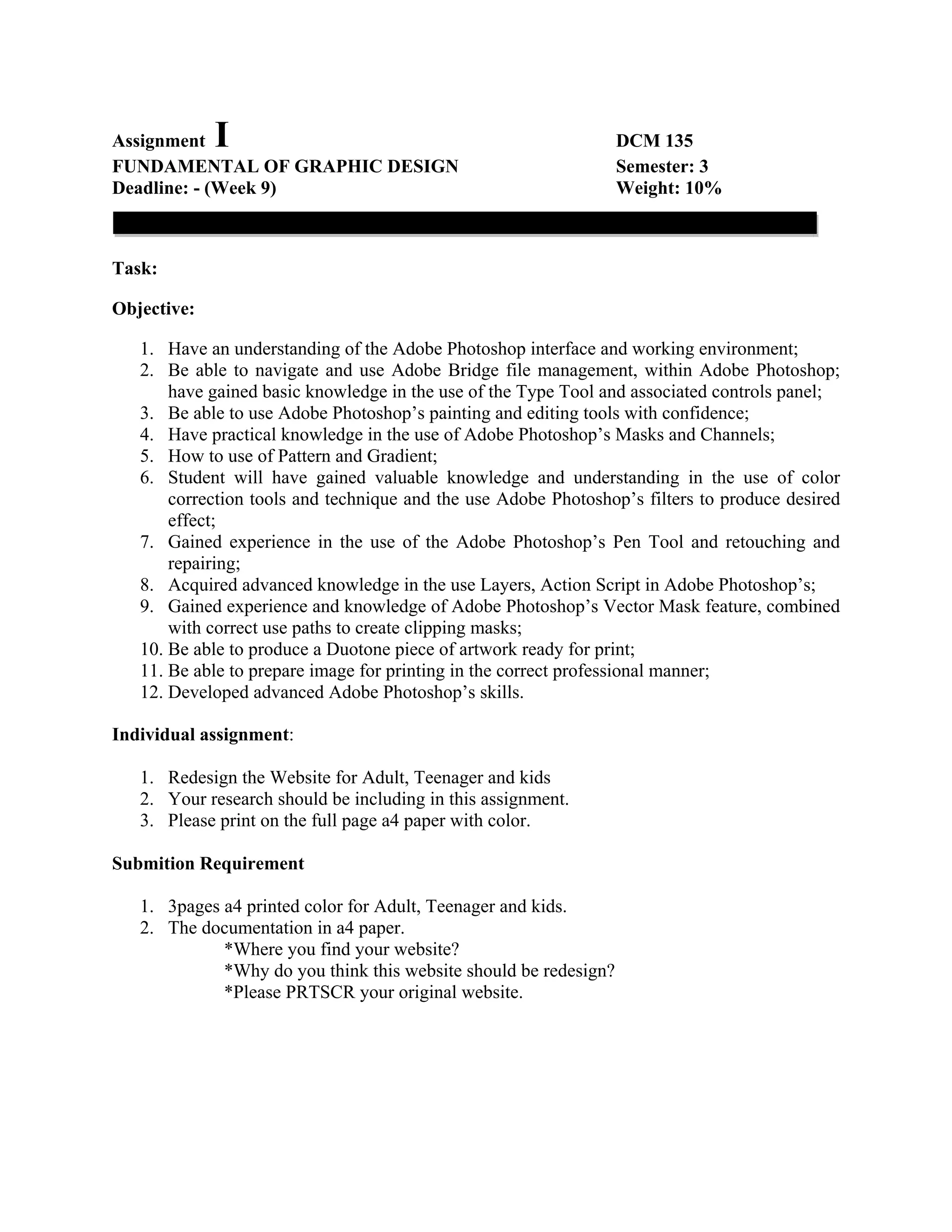 FUNDAMENTAL OF GRAPHIC DESIGN - assignment I | PDF