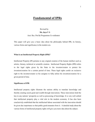 Fundamental of IPRs.pdf | Business | Business and Finance