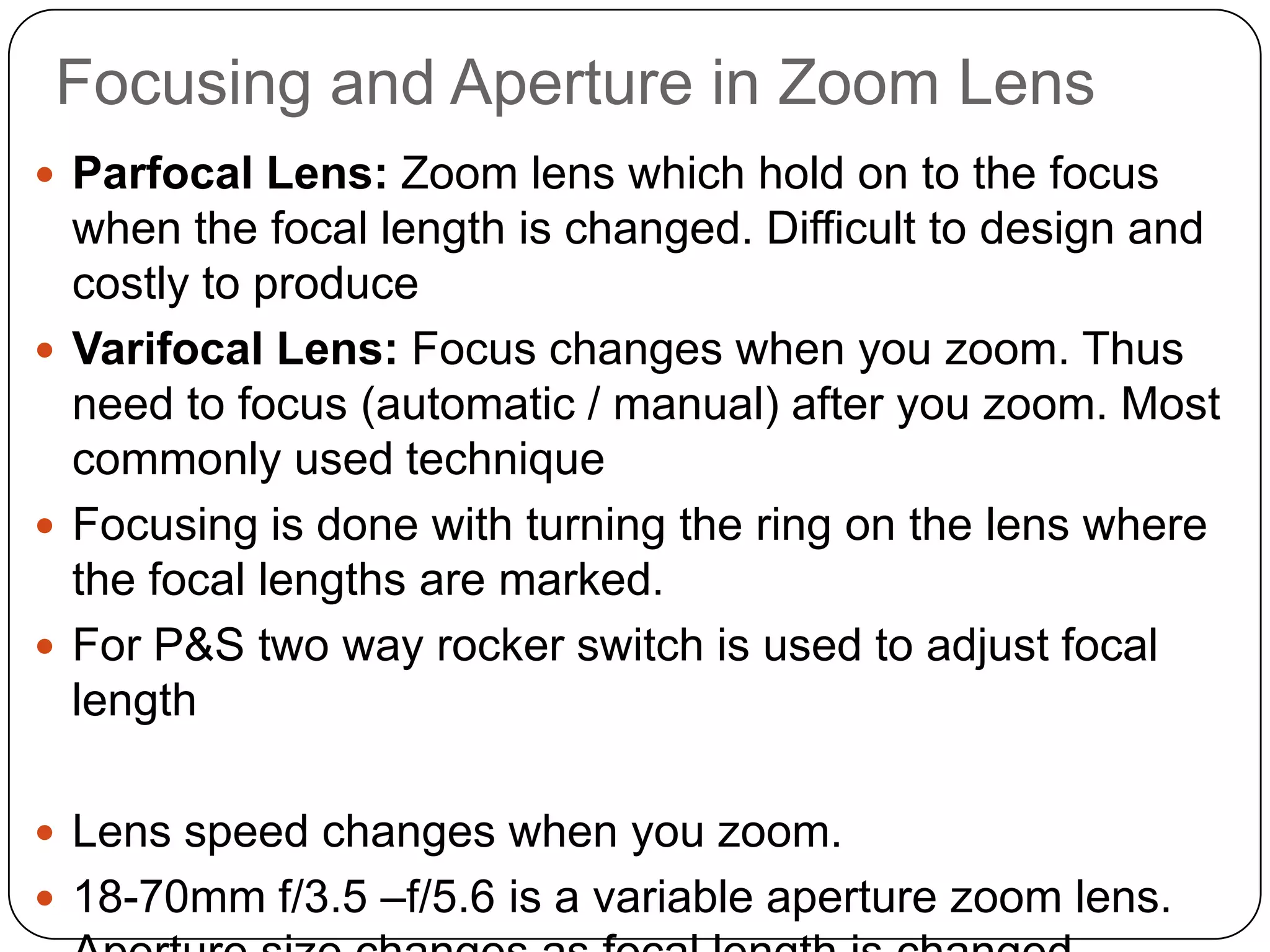 Fundamental of lens in photography | PPTX
