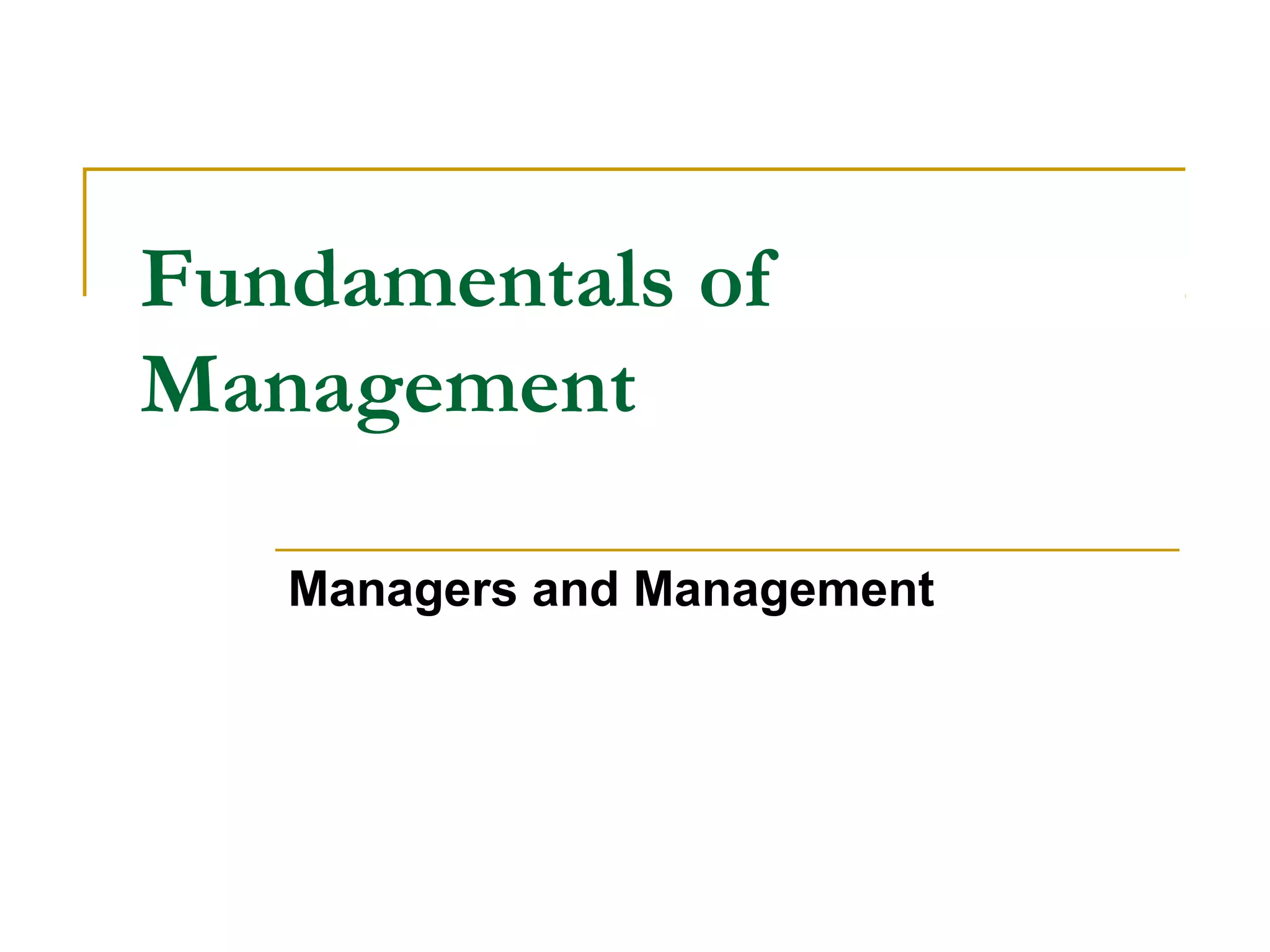Fundamental of Management (managers & management) Notes | PPT