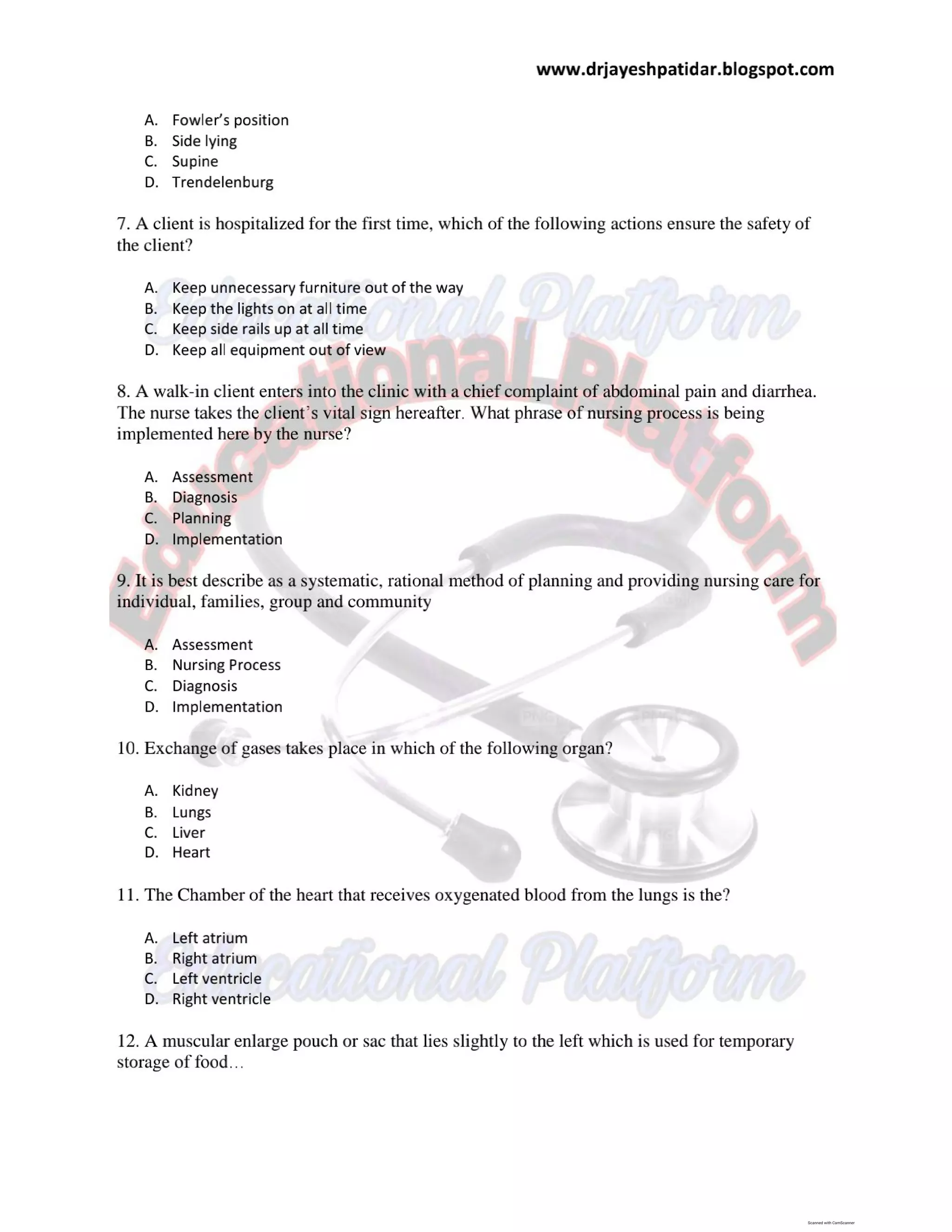 Fundamental of Nursing 1st semester BSN mcqs for practice,Educational Platform.pdf