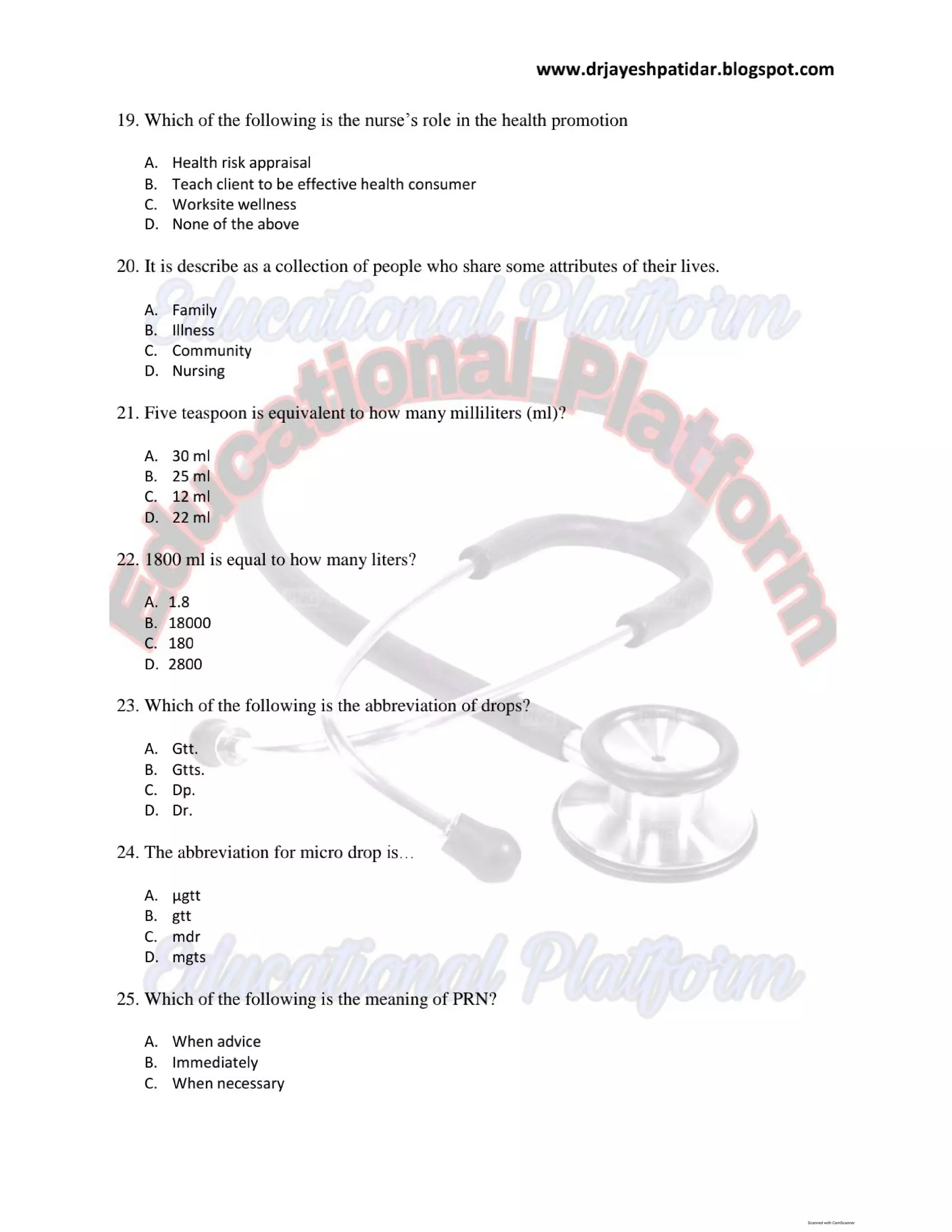 Fundamental of Nursing 1st semester BSN mcqs for practice,Educational Platform.pdf