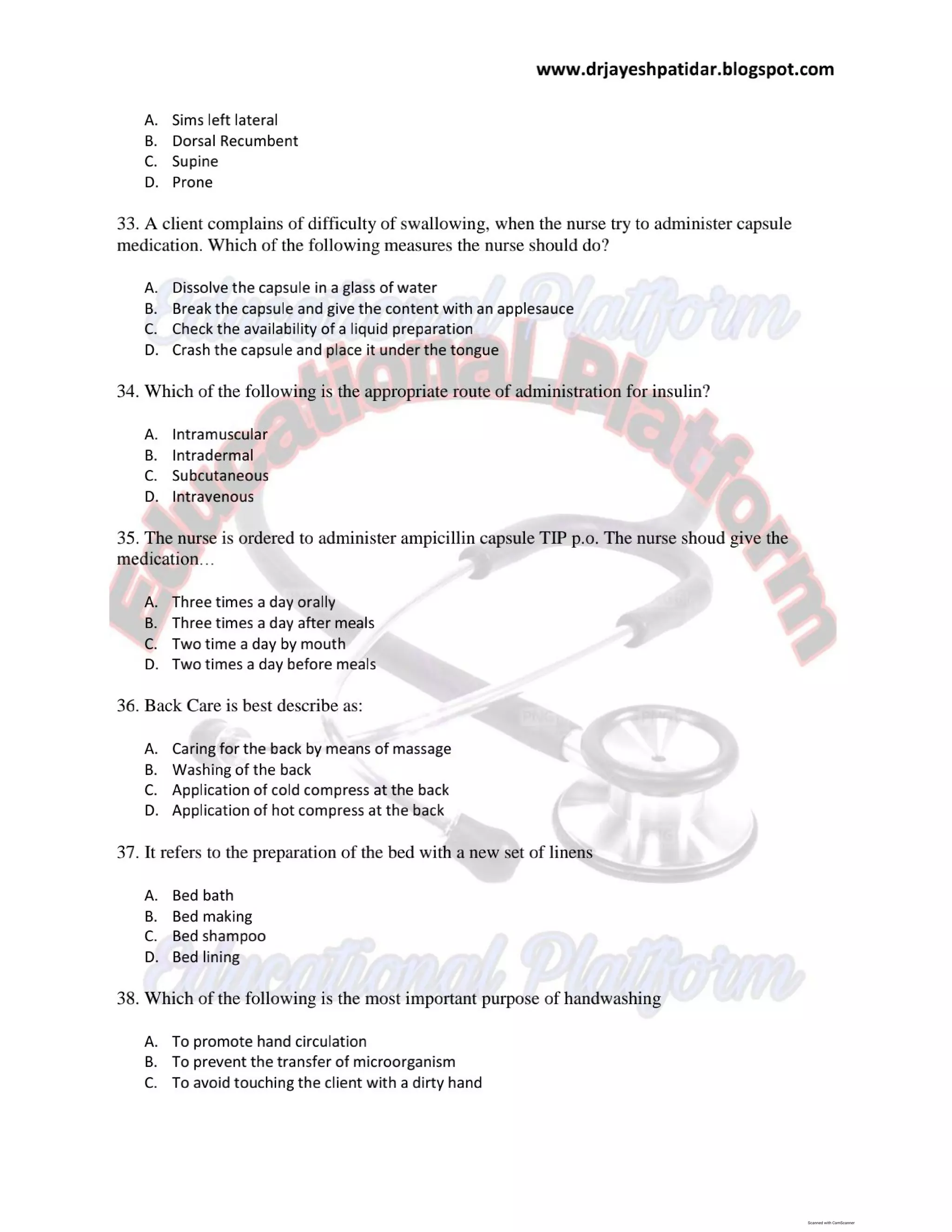 Fundamental of Nursing 1st semester BSN mcqs for practice,Educational Platform.pdf