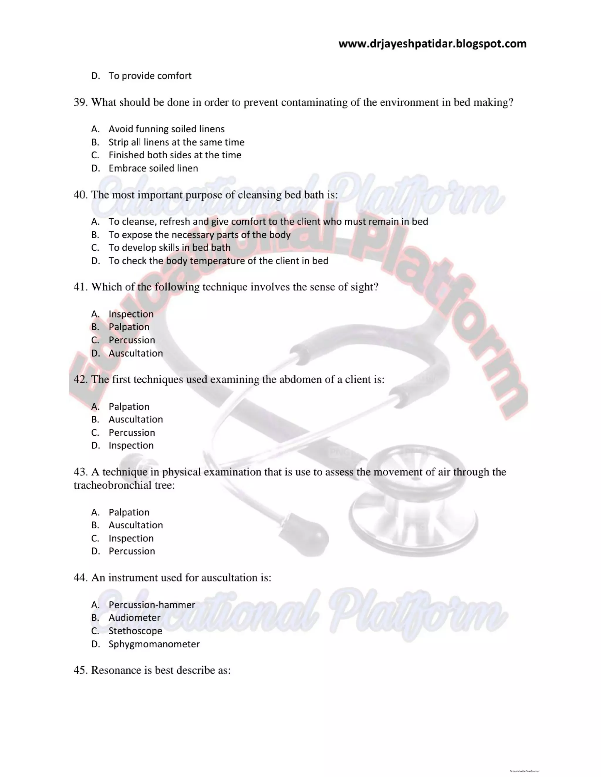 Fundamental of Nursing 1st semester BSN mcqs for practice,Educational Platform.pdf