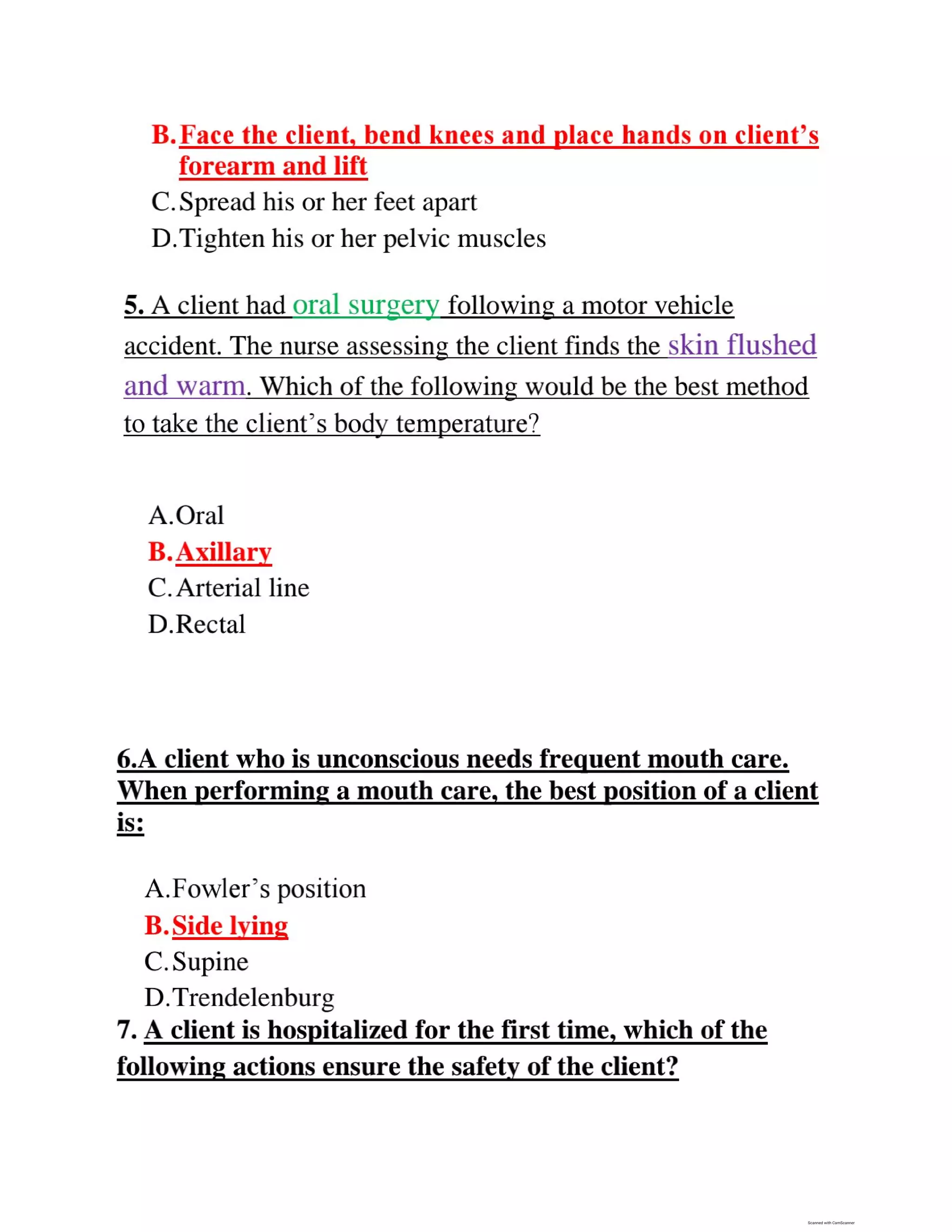 Fundamental of Nursing 1st semester BSN mcqs with answer key,Educational Platform AD-1.pdf