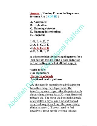 Fundamental of Nursing 1st semester BSN mcqs with answer key,Educational Platform AD-1.pdf