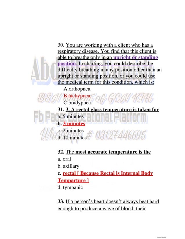Fundamental of Nursing 1st semester BSN mcqs with answer key,Educational Platform AD.pdf ...