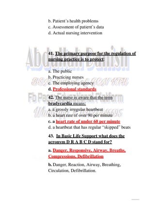 Fundamental of Nursing 1st semester BSN mcqs with answer key,Educational Platform AD.pdf