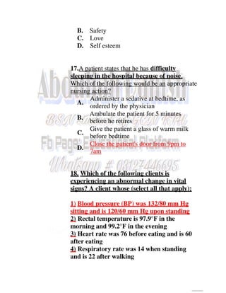 Fundamental of Nursing 1st semester BSN mcqs with answer key,Educational Platform AD.pdf
