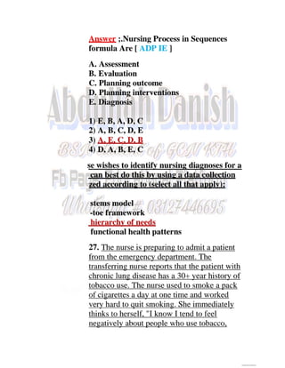 Fundamental Of Nursing 1st Semester Bsn Mcqs With Answer Key