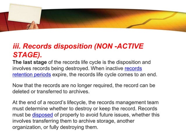 FUNDAMENTAL OF RECORDS MANAGEMENT -Notes TOPIC 2 ..pptx | Databases ...