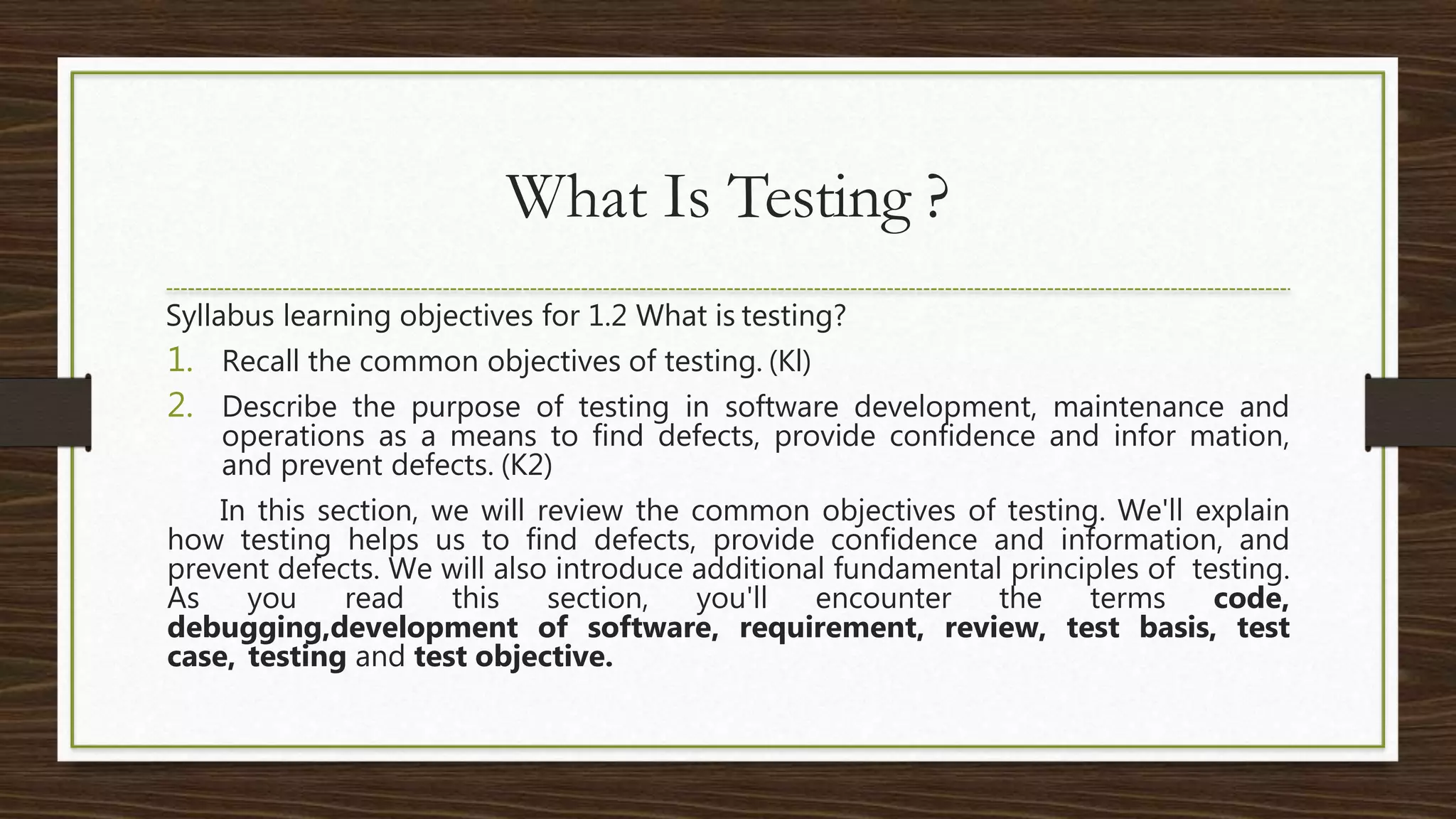 Fundamental of testing (what is testing) | PPT