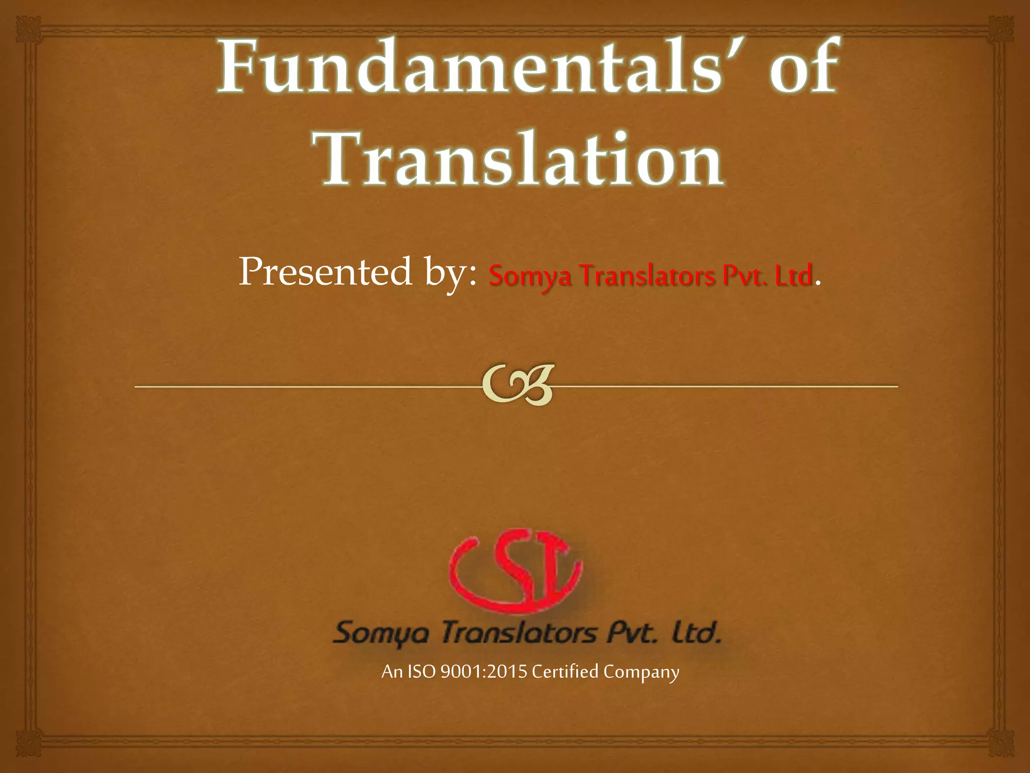 Fundamental of translation | PPTX