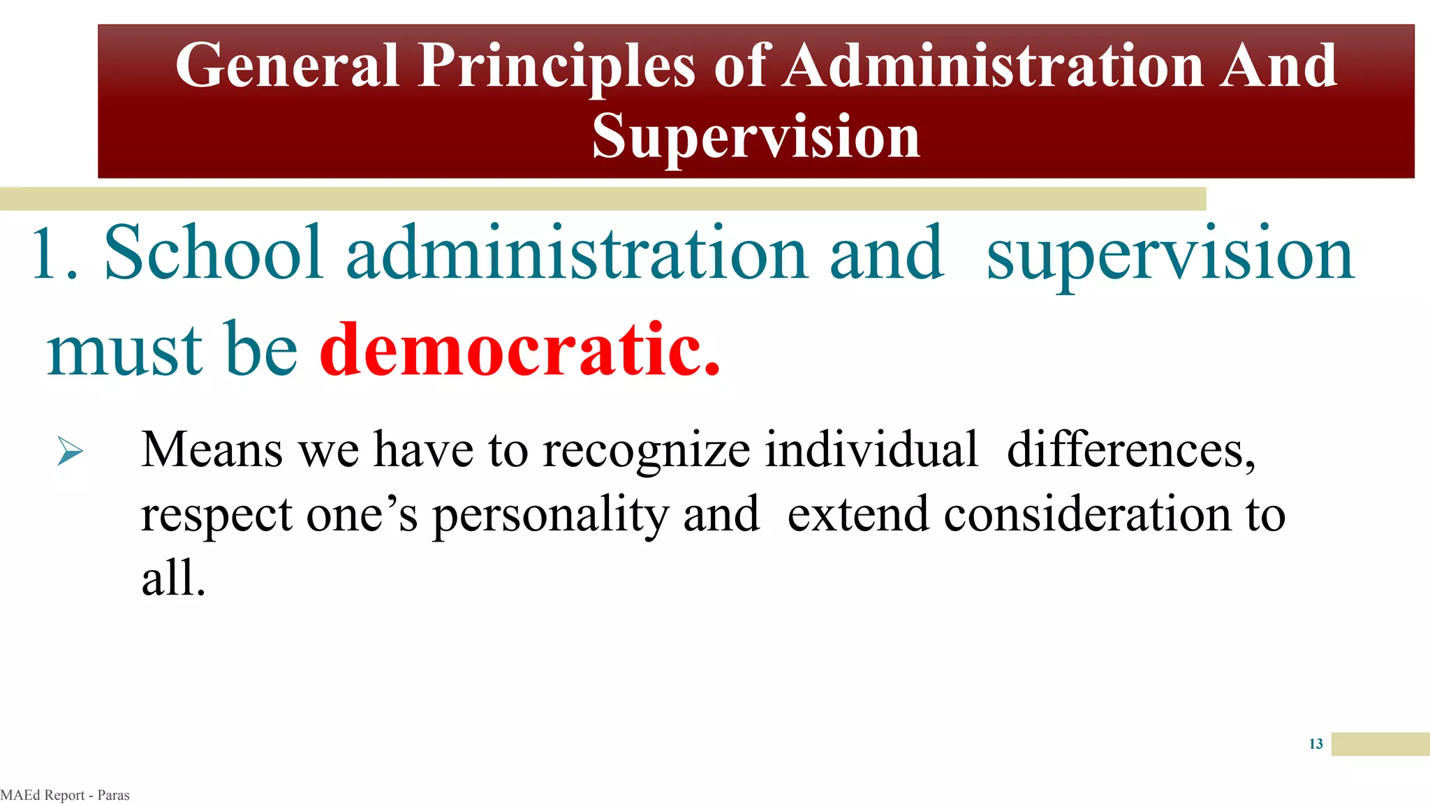 Fundamental principles of administration and supervision | PPTX