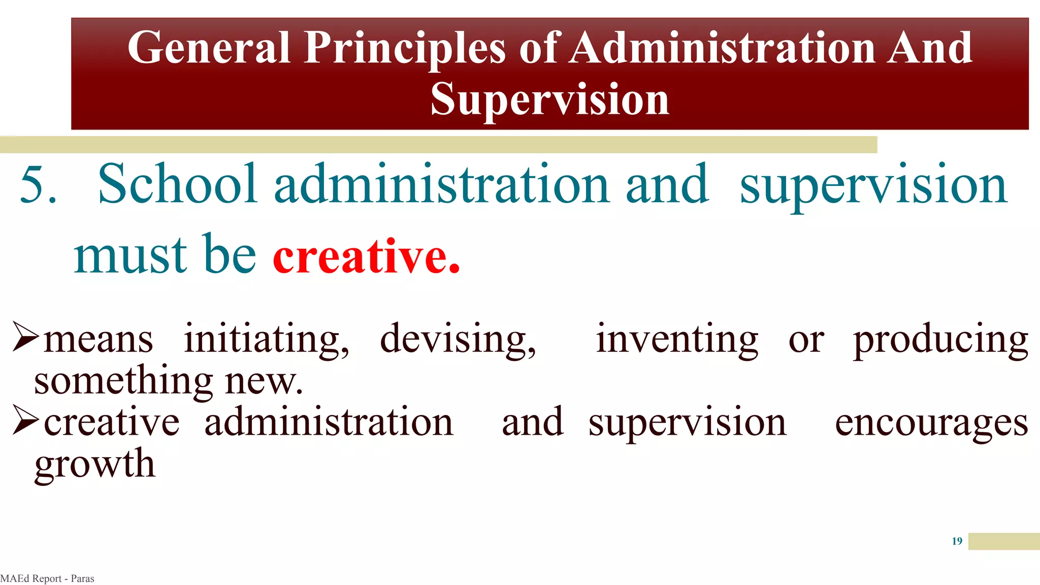 Fundamental principles of administration and supervision | PPTX