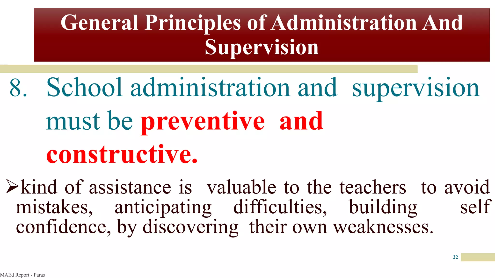 Fundamental principles of administration and supervision | PPTX