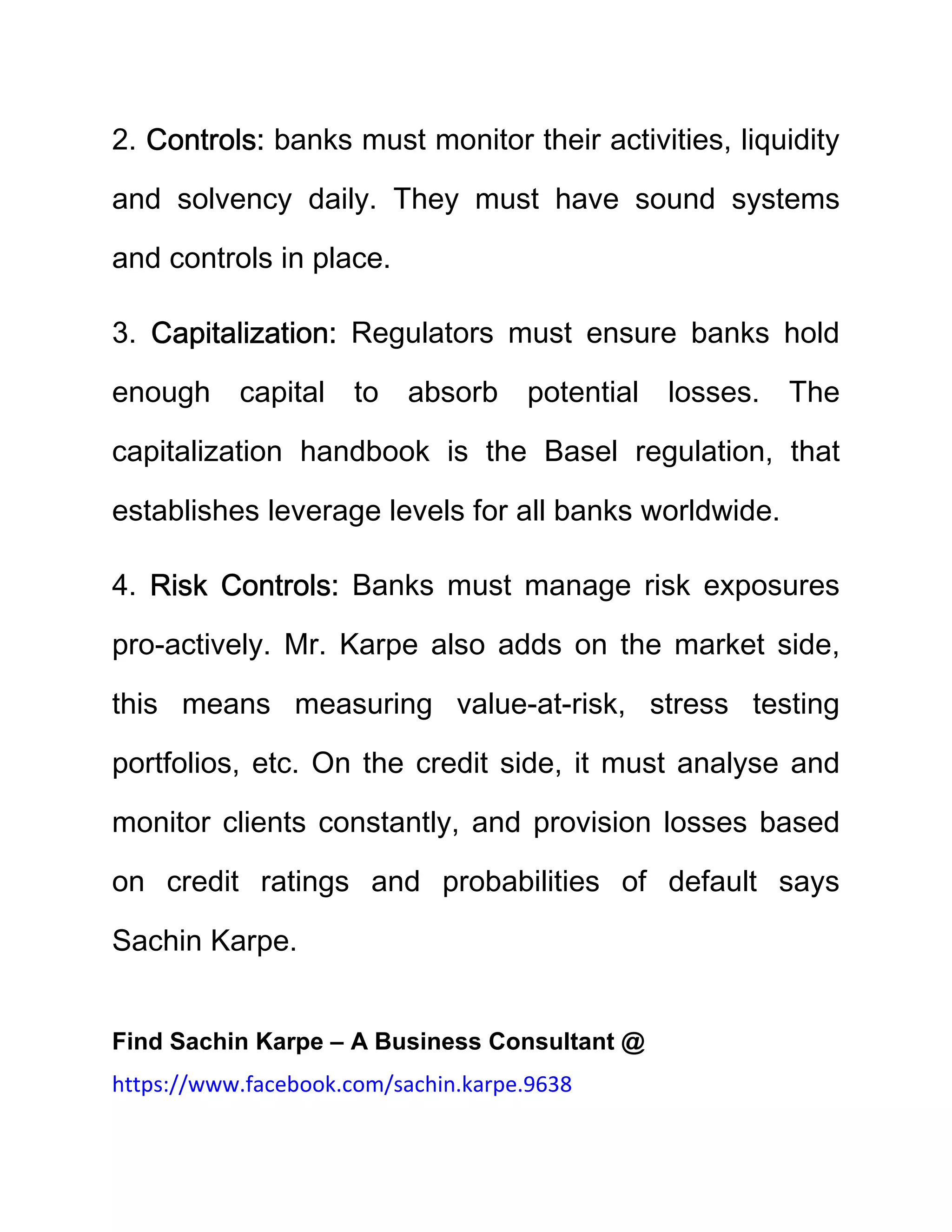 Fundamental principles of a sound banking system | PDF