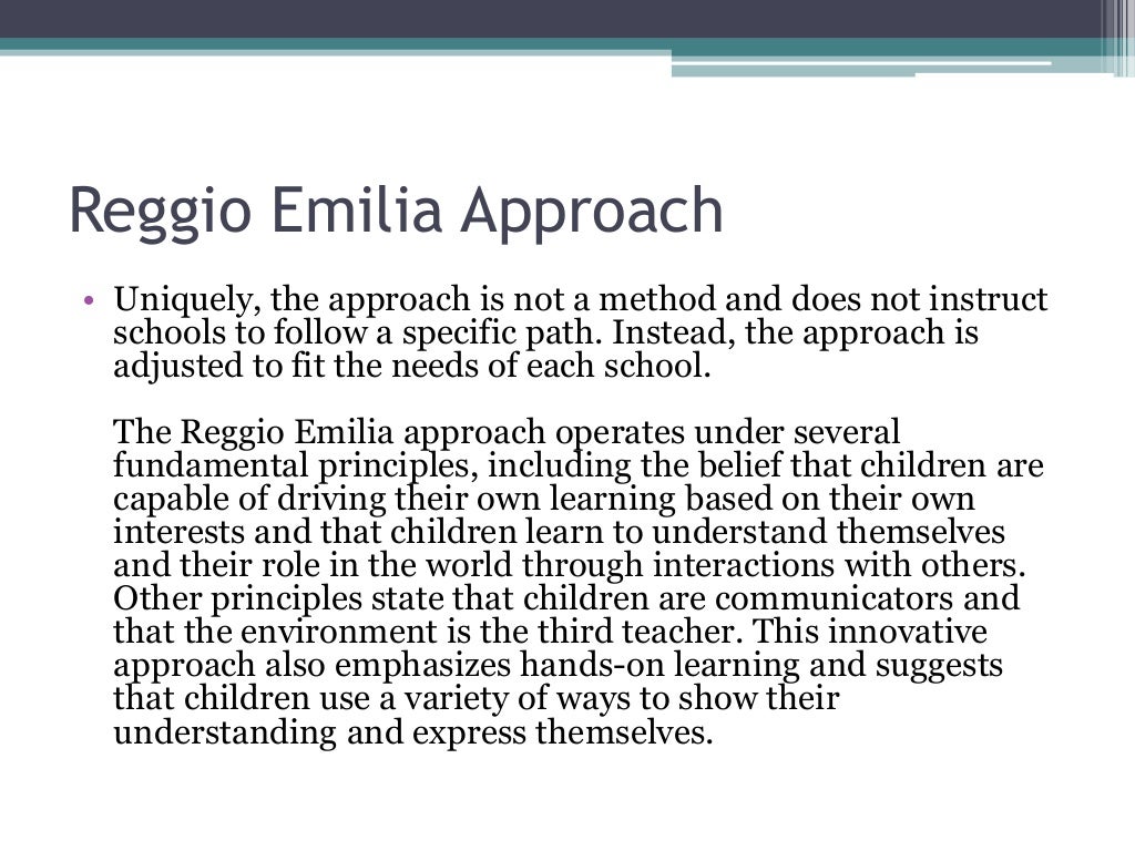 Fundamental Principles of the Reggio Emilia Approach