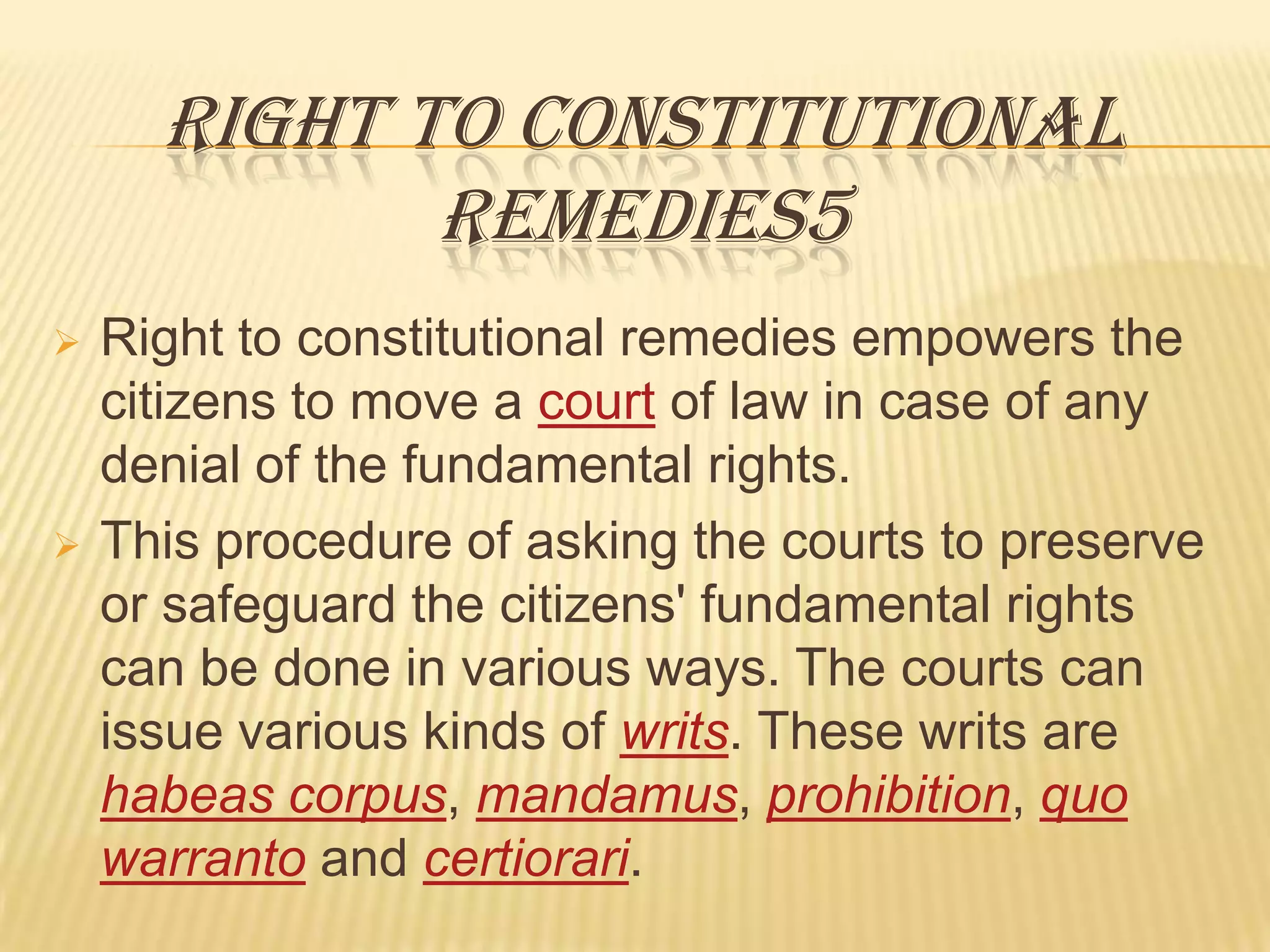 Fundamental rights of indian constitution | PPTX