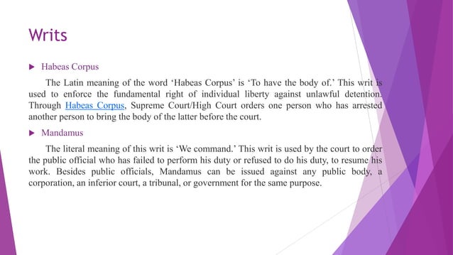 FUNDAMENTAL RIGHTS, WRITS AND FUNDAMENTAL DUTIES.pptx | Hinduism | Religion & Spirituality