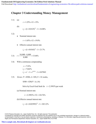 Fundamentals Of Engineering Economics 3th Edition Park Solutions Manual | PDF
