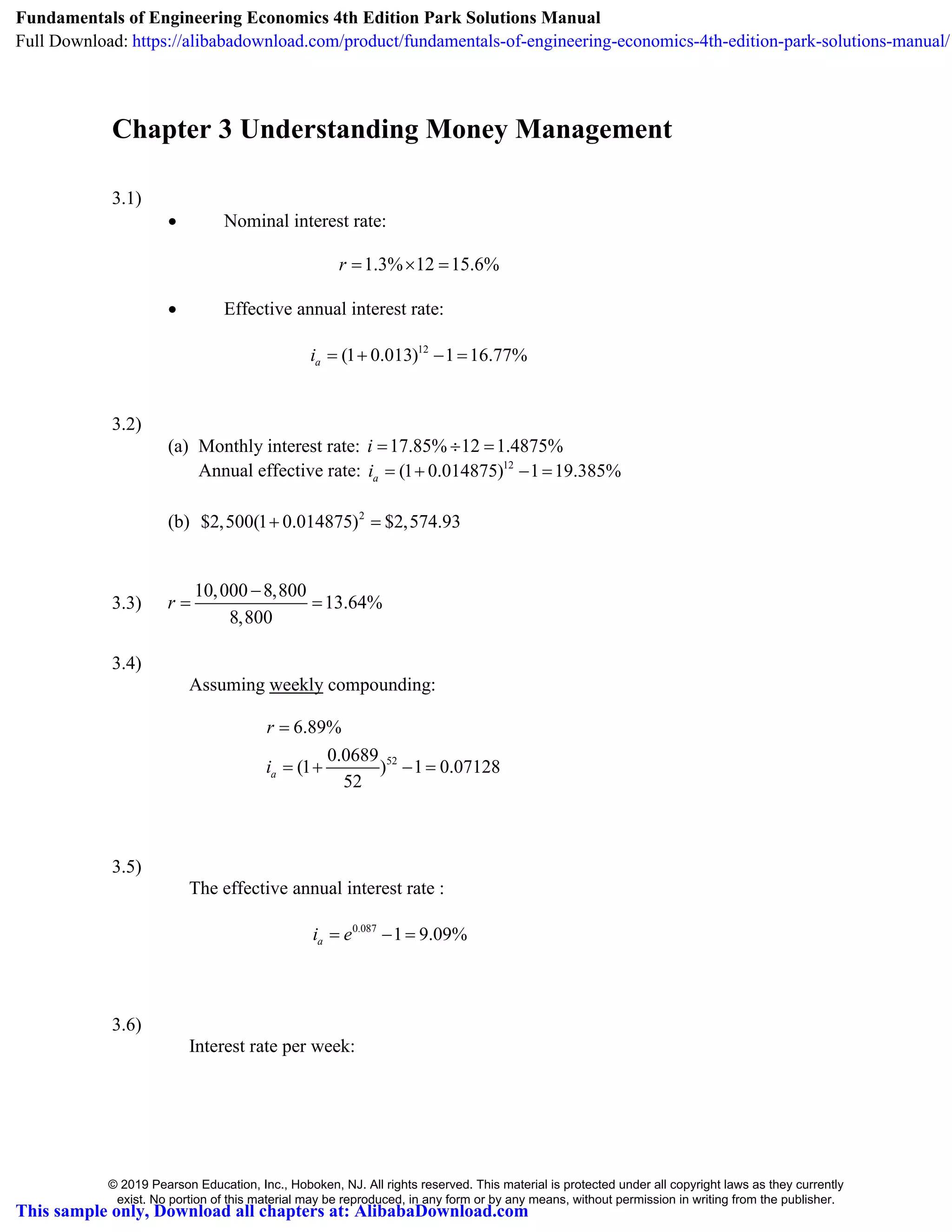 Fundamentals of Engineering Economics 4th Edition Park Solutions Manual ...
