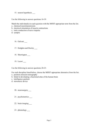 Fundamentals of Human Neuropsychology 7th Edition Kolb Test Bank | PDF