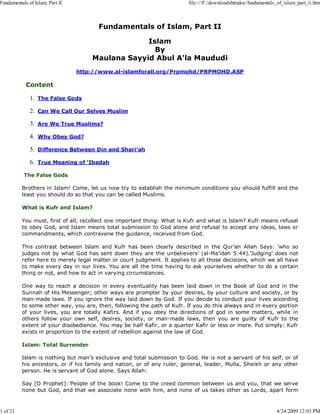 Fundamentals of Islam - part II | PDF