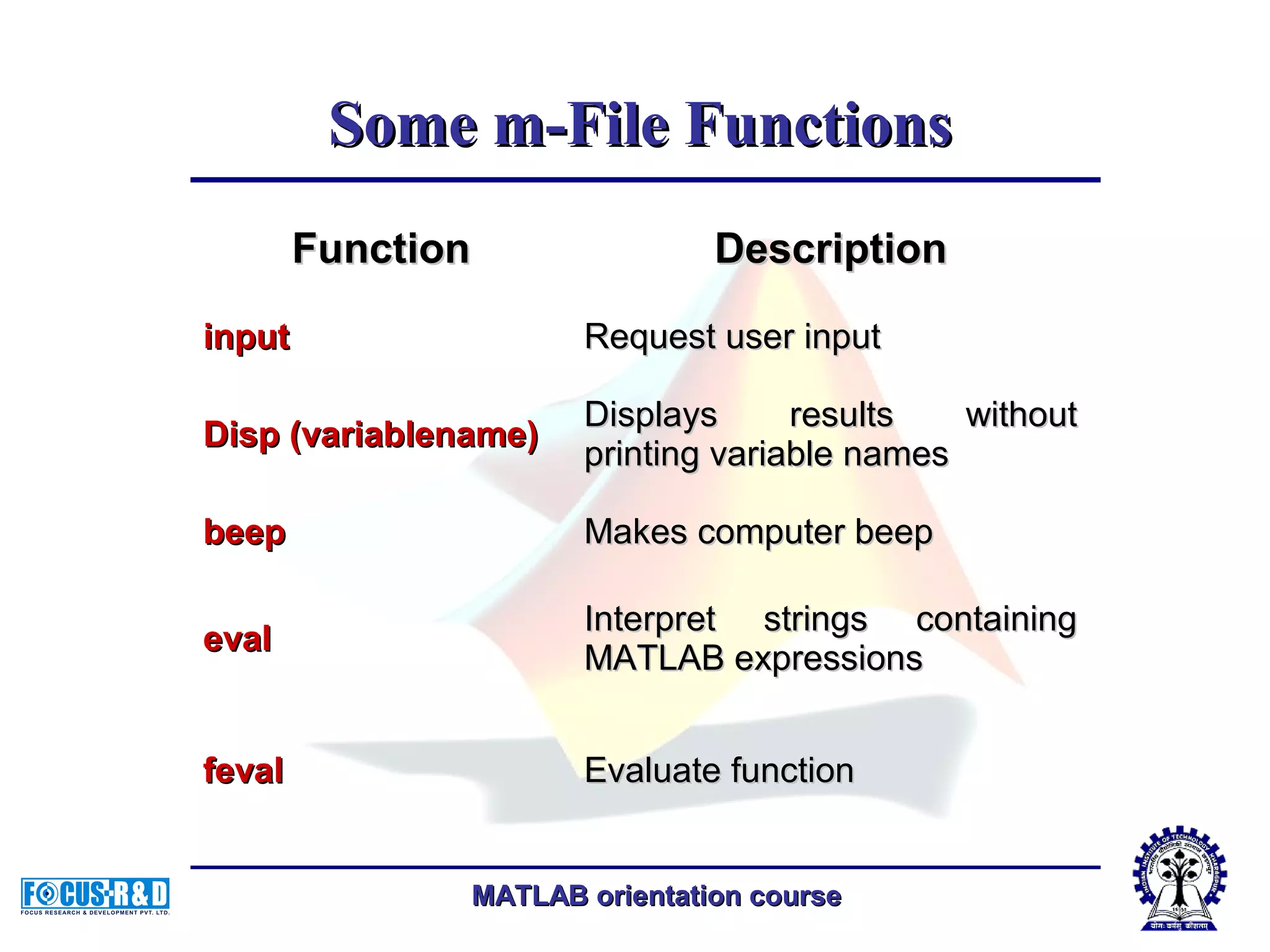 Fundamentals of matlab programming | PPT