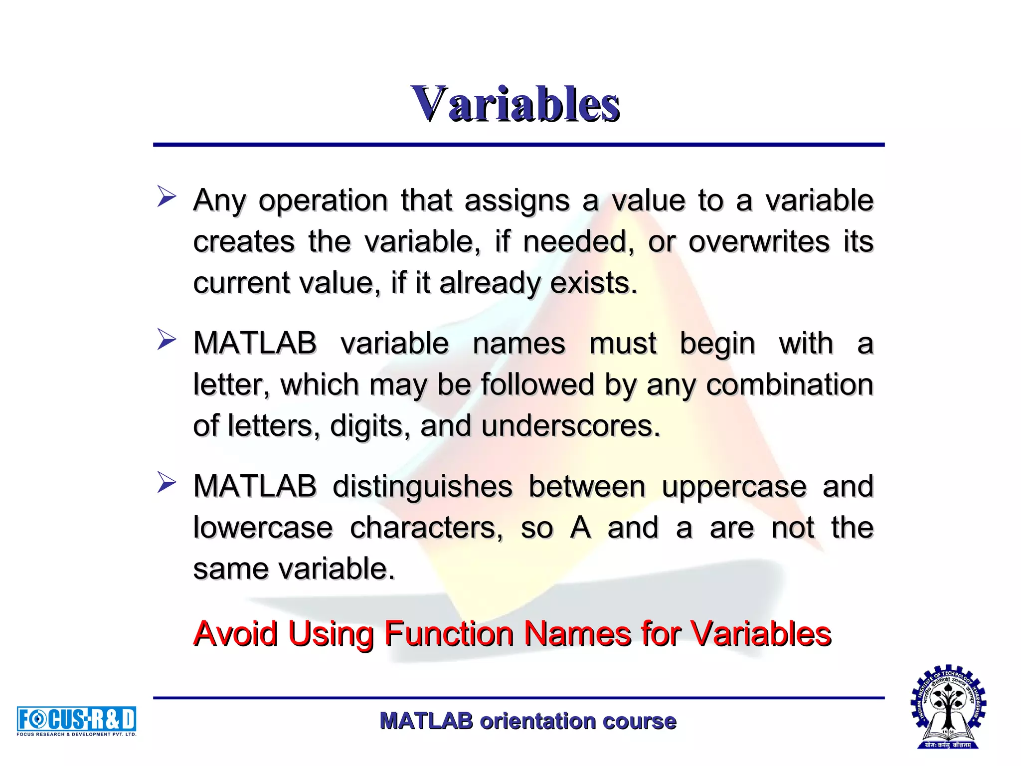 Fundamentals of matlab programming | PPT