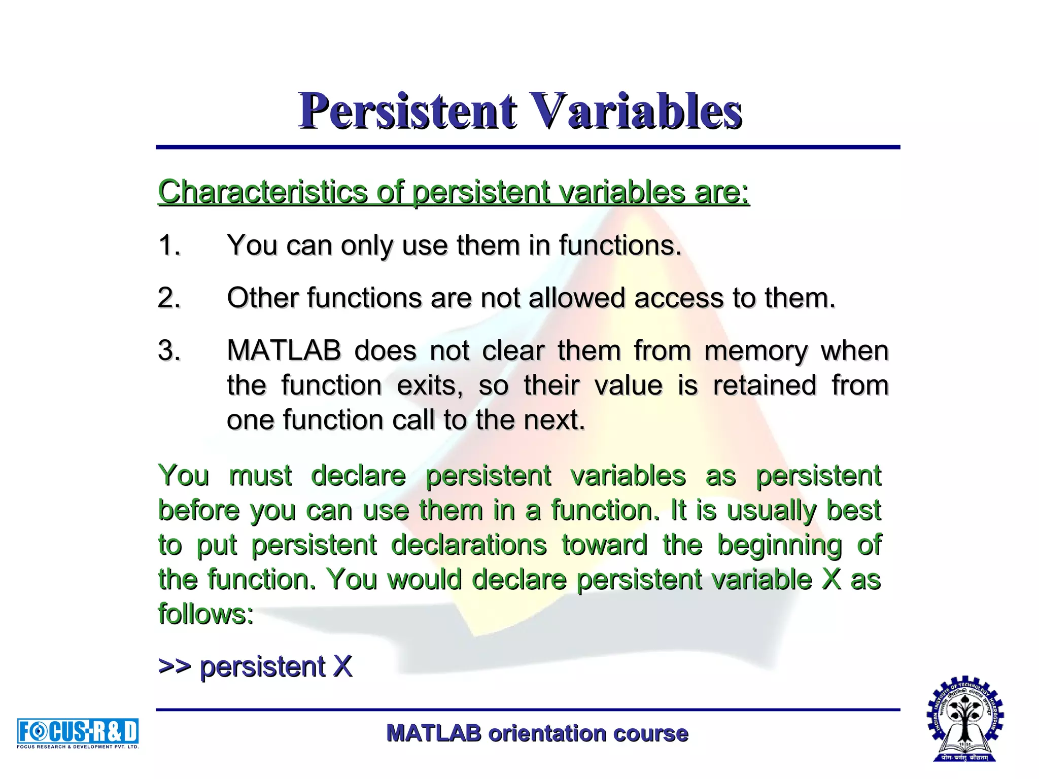 Fundamentals of matlab programming | PPT