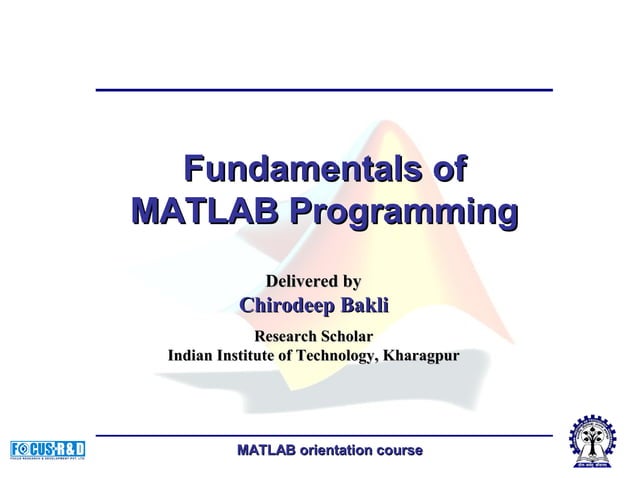 Fundamentals of matlab programming | PPT