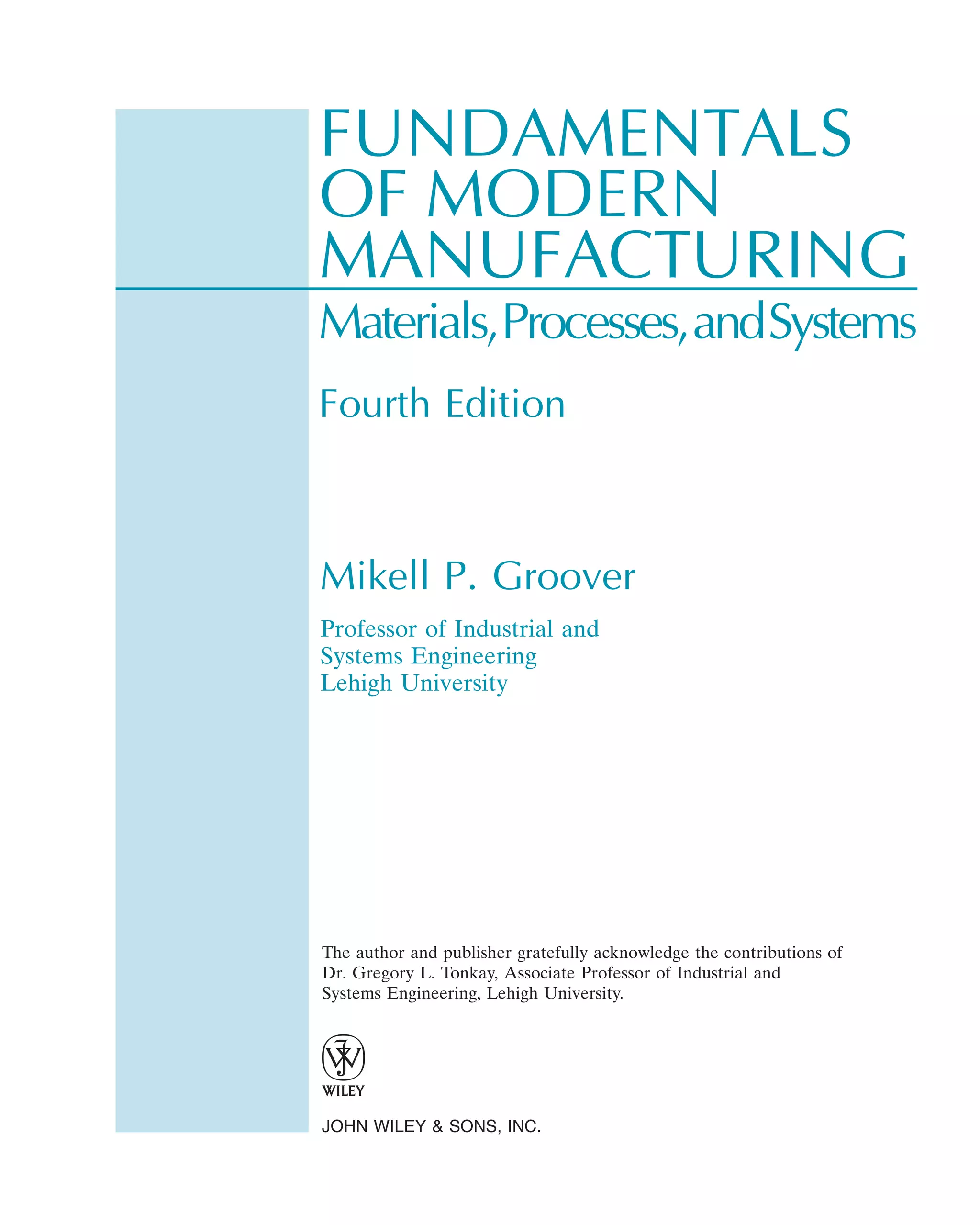 Fundamentals of Modern Manufacturing 4th edition by Groover | PDF