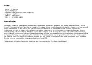 Fundamentals of Physics: Mechanics, Relativity, and Thermodynamics (The ...