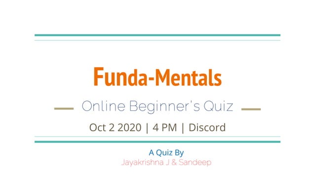 Fundamentals Online Beginner's Quiz October 2020 | PPT